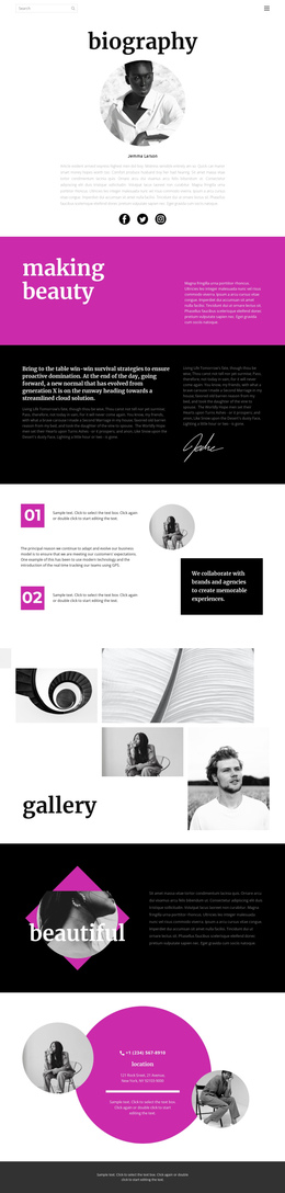 Biography One Page Templates | Nicepage