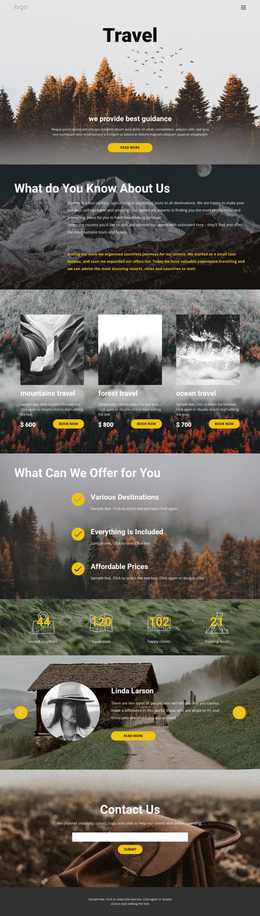 Travel Blog - One Page Template by Nicepage