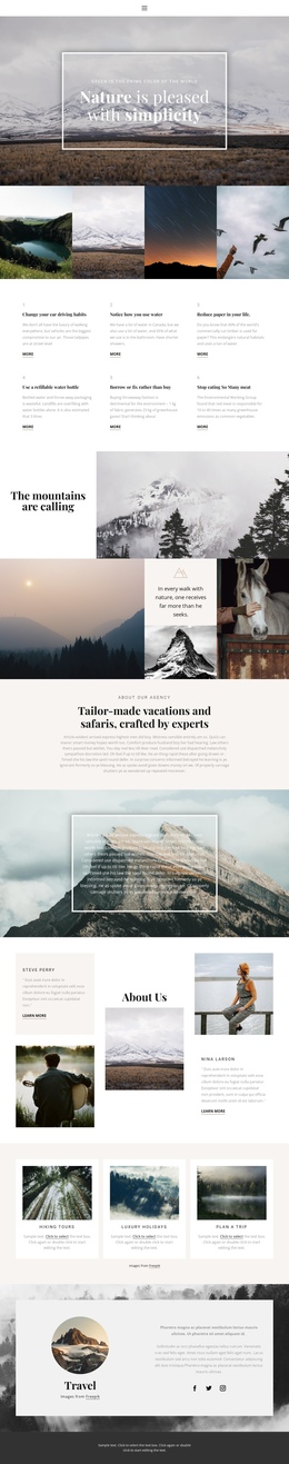 Nature One Page Templates | Nicepage