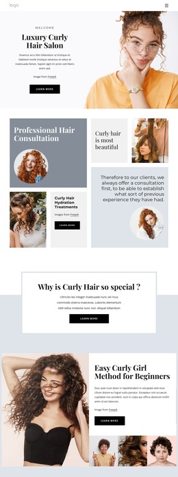 Curly hair salon - HTML Template by Nicepage