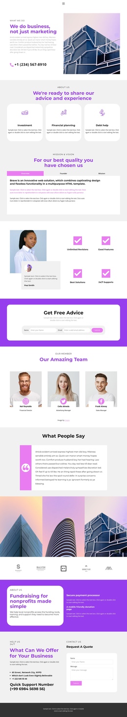 Valt Tegen One Page Templates