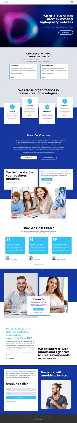 Types of customer needs - HTML5 Template by Nicepage