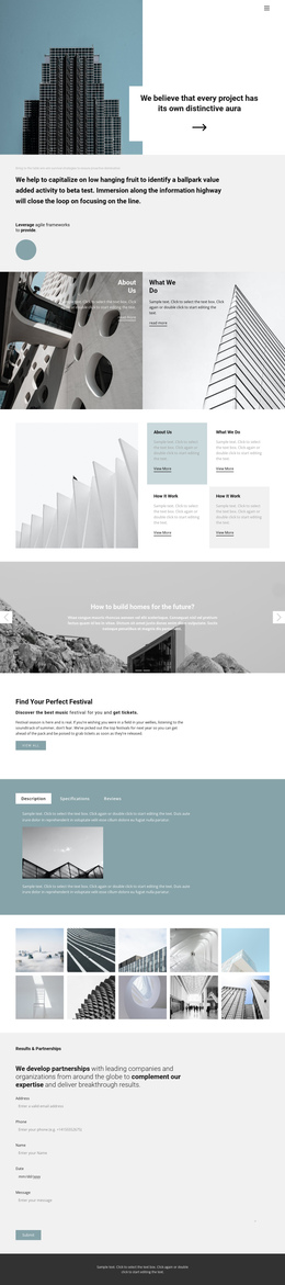 230 Architecture & Building One Page Templates | Nicepage