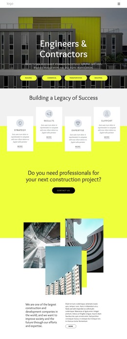 Engineers and contractors - One Page Template by Nicepage