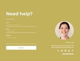 Contact form with social icons - CSS Template by Nicepage