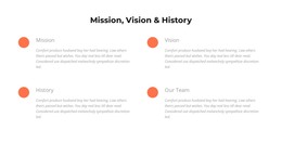 Mission, vision, history - Html Code Example by Nicepage