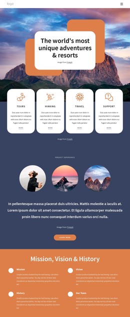 Unique adventures - Website Template by Nicepage
