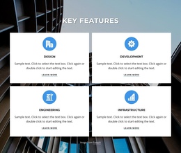 4 Cells with icons and texts - One Page Template by Nicepage