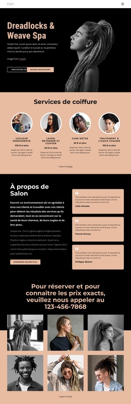 Dreadlocks et spa tissé - Modèle HTML par Nicepage