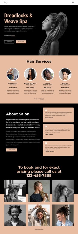Dreadlocks and weave spa - CSS Template by Nicepage