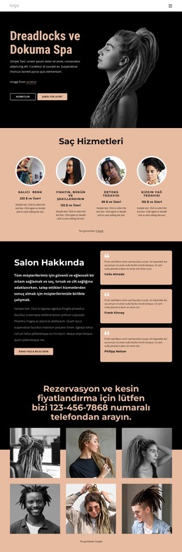 Dreadlocks ve dokuma spa - HTML Şablonu Nicepage tarafından