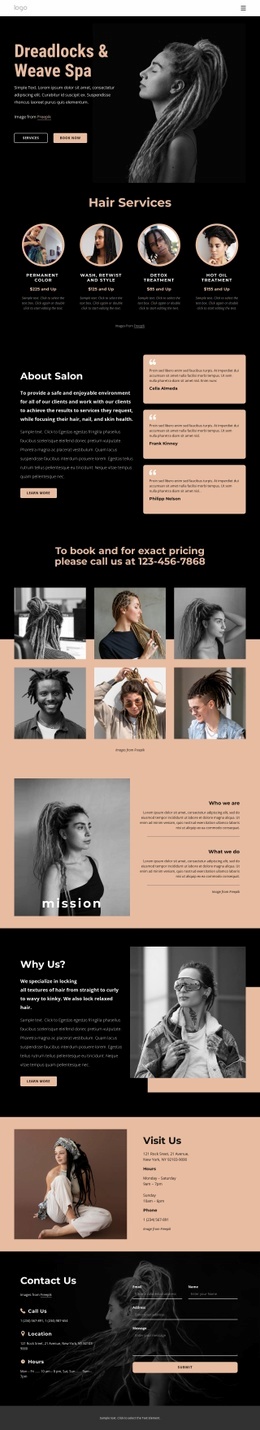 Dreadlock Wix Templates | Nicepage