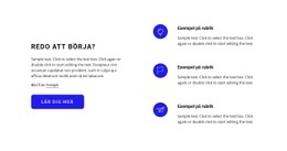 Text med ikoner och knapp - HTML-mall av Nicepage