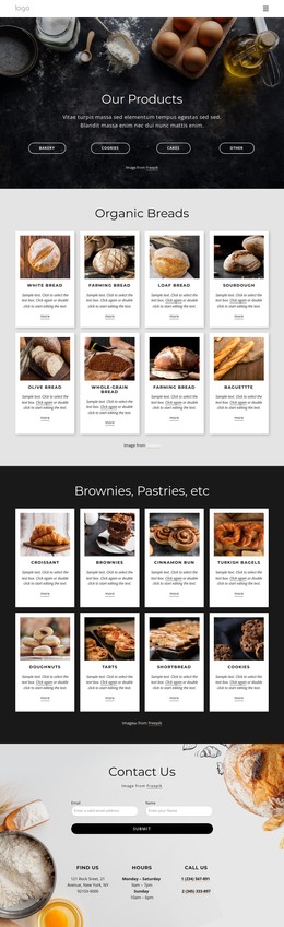 Organic bread menu - Website Template by Nicepage