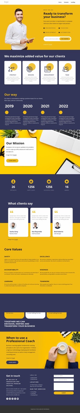 Company core values Website Design