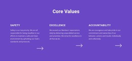 Core values list - Landing Page by Nicepage