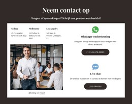 Neem contact met ons op blok met ondersteuningsknop - Website sjabloon ...