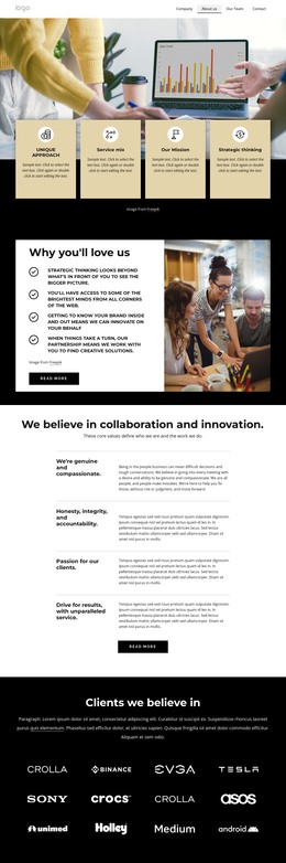 We create brands and bring them to life - HTML Template by Nicepage