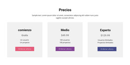 Tabla de precios moderna - Plantilla HTML5 por Nicepage