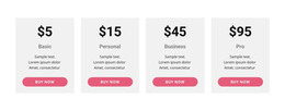 Pricing table with strong colors - HTML5 Template by Nicepage