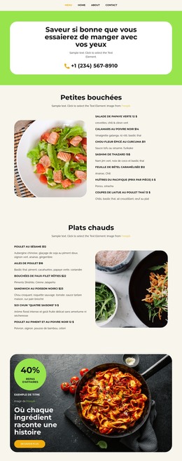 Nos Menus Modèle HTML