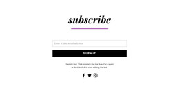 Subscribe form and social icons - Template by Nicepage