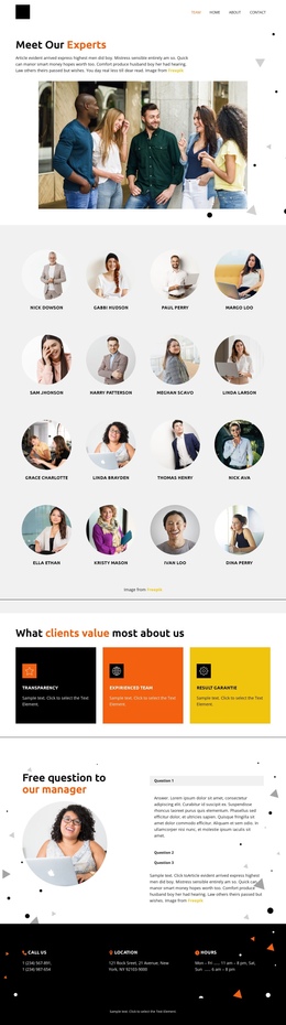 120 Team Page One Page Templates | Nicepage