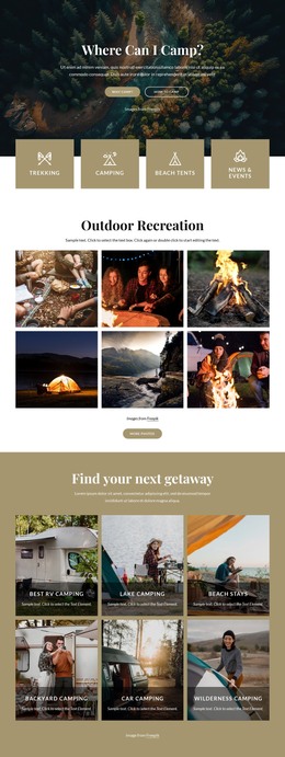 Beautiful campsites - Website Template by Nicepage