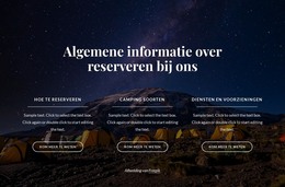 Algemene informatie over reserveren bij ons Website mockup