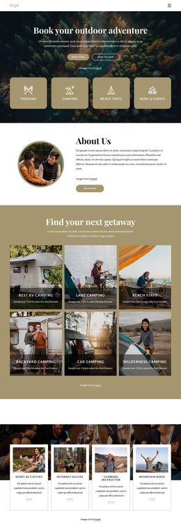 Book your outdoor adventure - HTML Template by Nicepage