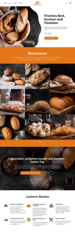 Frisches Brot und Kuchen – HTML-Vorlage von Nicepage