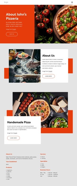 About our pizzeria - HTML Template by Nicepage