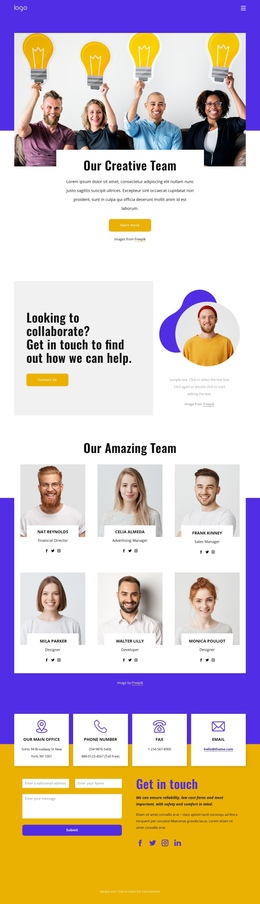 120 Team Page One Page Templates | Nicepage