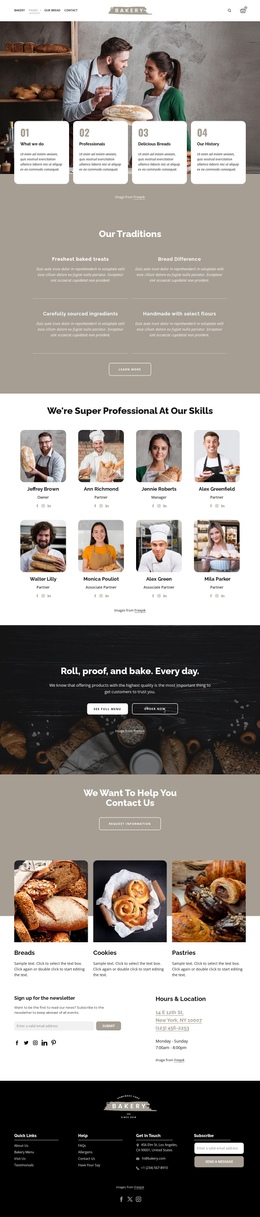 Traditional bakery - One Page Template by Nicepage