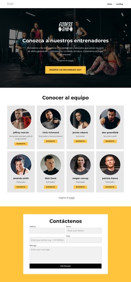 Conoce a nuestros entrenadores - Plantilla HTML por Nicepage
