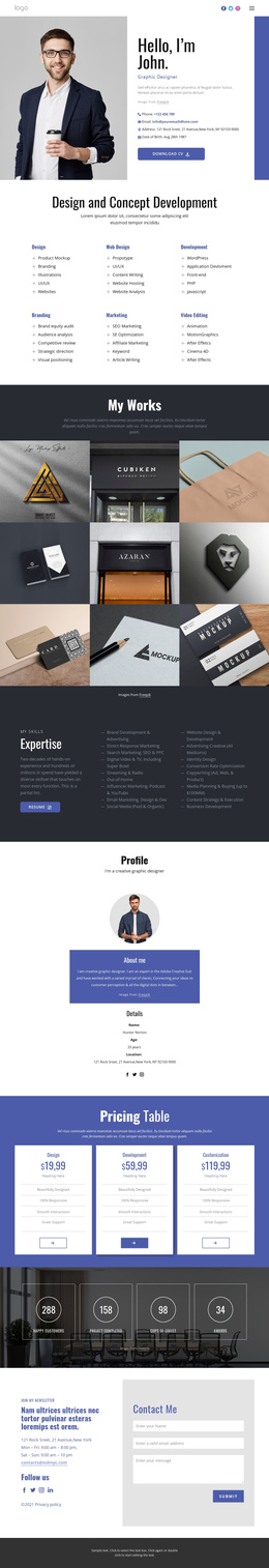 Profiles One Page Templates | Nicepage