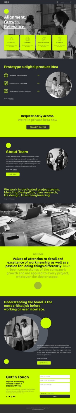 Text and large button Homepage Design