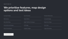 Headline with list on dark background - CSS Template by Nicepage