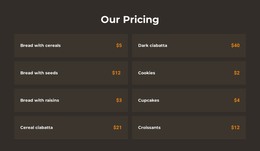 Bakery pricing - Web Page Design by Nicepage