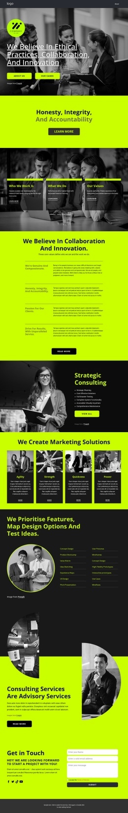Text and large button Homepage Design