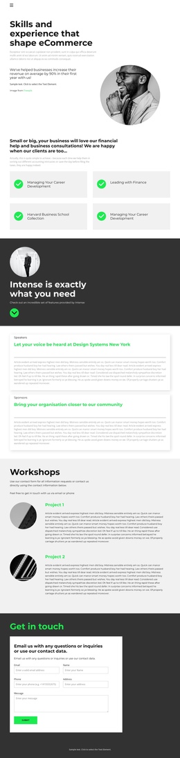 Submission form - One Page Template by Nicepage