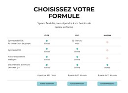Tableau Modèles CSS