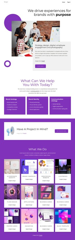 Full branding and web design - One Page Template by Nicepage