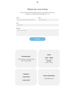 Reservar una mesa Plantilla HTML5
