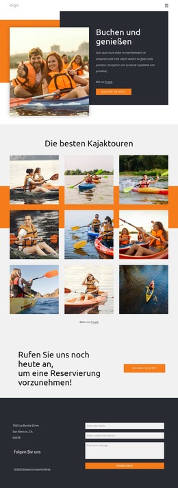 Kajaktouren und Ferien – HTML-Vorlage von Nicepage