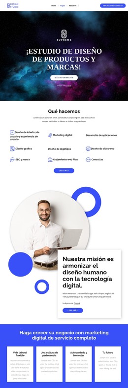 Estudio de diseño de productos y marcas. - Plantilla HTML por Nicepage