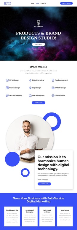 Products and brand design studio - Template by Nicepage
