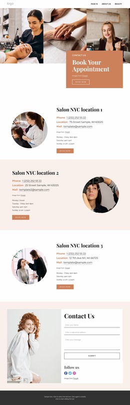 Beauty salon schedule - Website Mockup by Nicepage