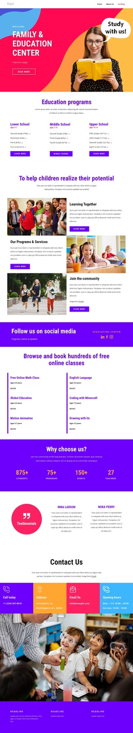 Welcome to kids camp - One Page Template by Nicepage
