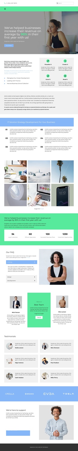 Main sections - One Page Template by Nicepage